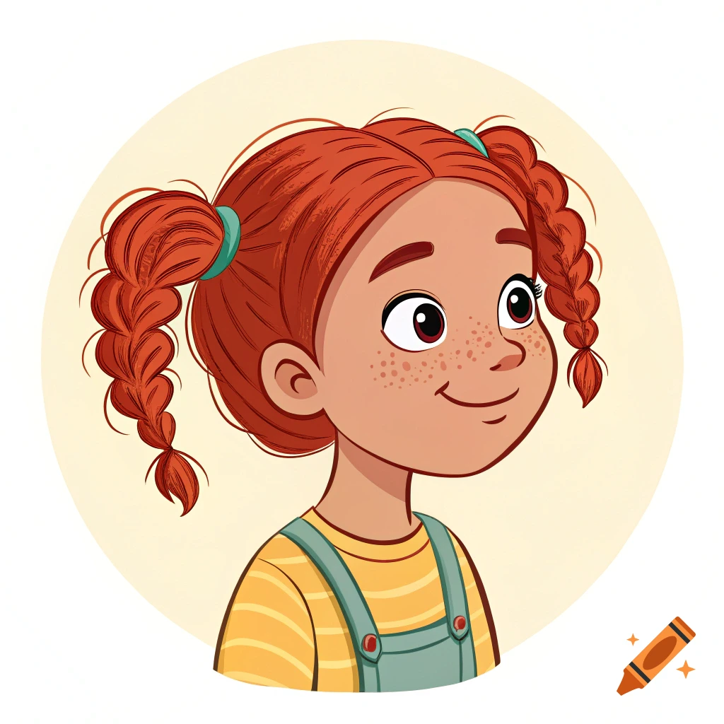 Biracial girl with red pigtails on Craiyon