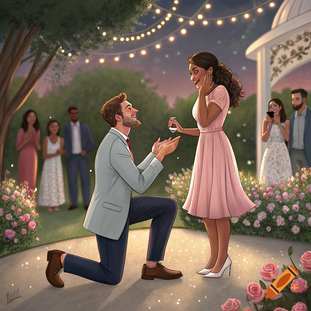 Nick and Cassie engagement announcement on Craiyon