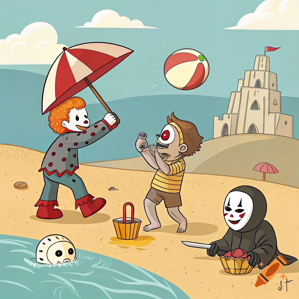 Cute cartoon characters resembling Jason Voorhees and Freddy Krueger ...