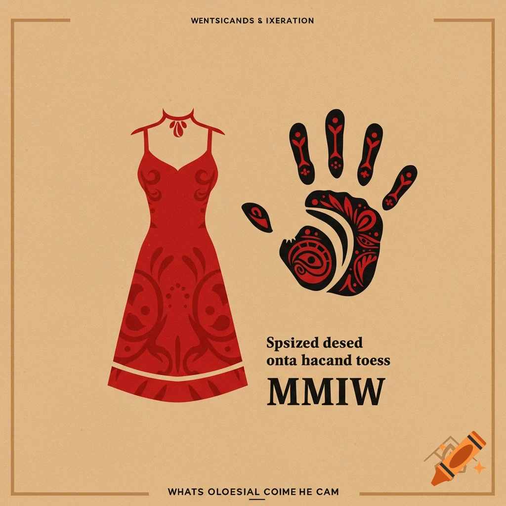 Modern indigenous logo with florals, red dress, and handprint ...