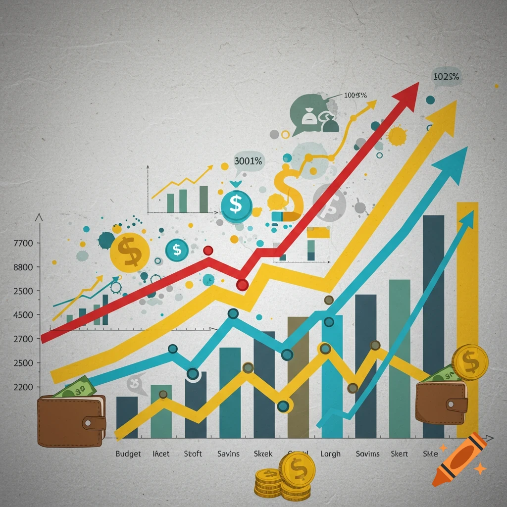 3D bar graph with stick figure people at the base, showing growth on ...