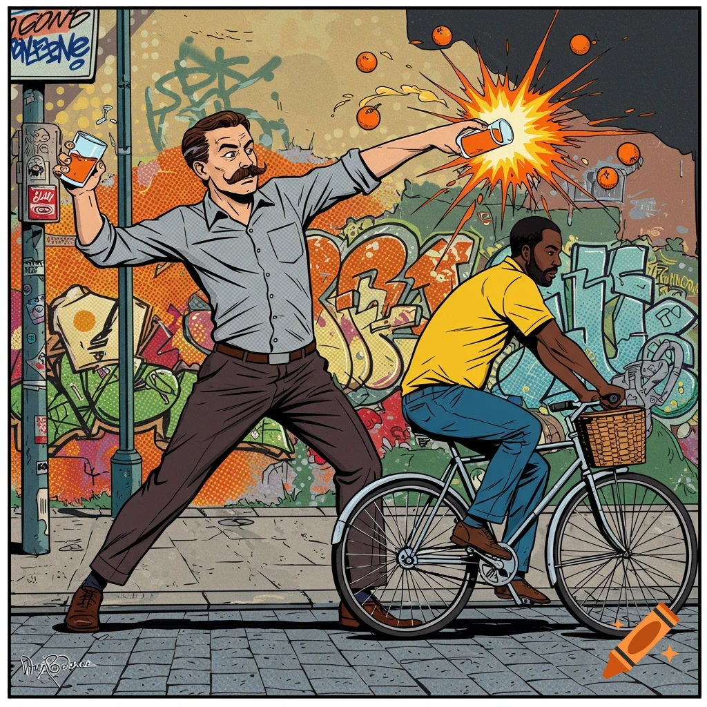 A comic style skeleton in a fedora and sunglasses rides a blue bicycle ...