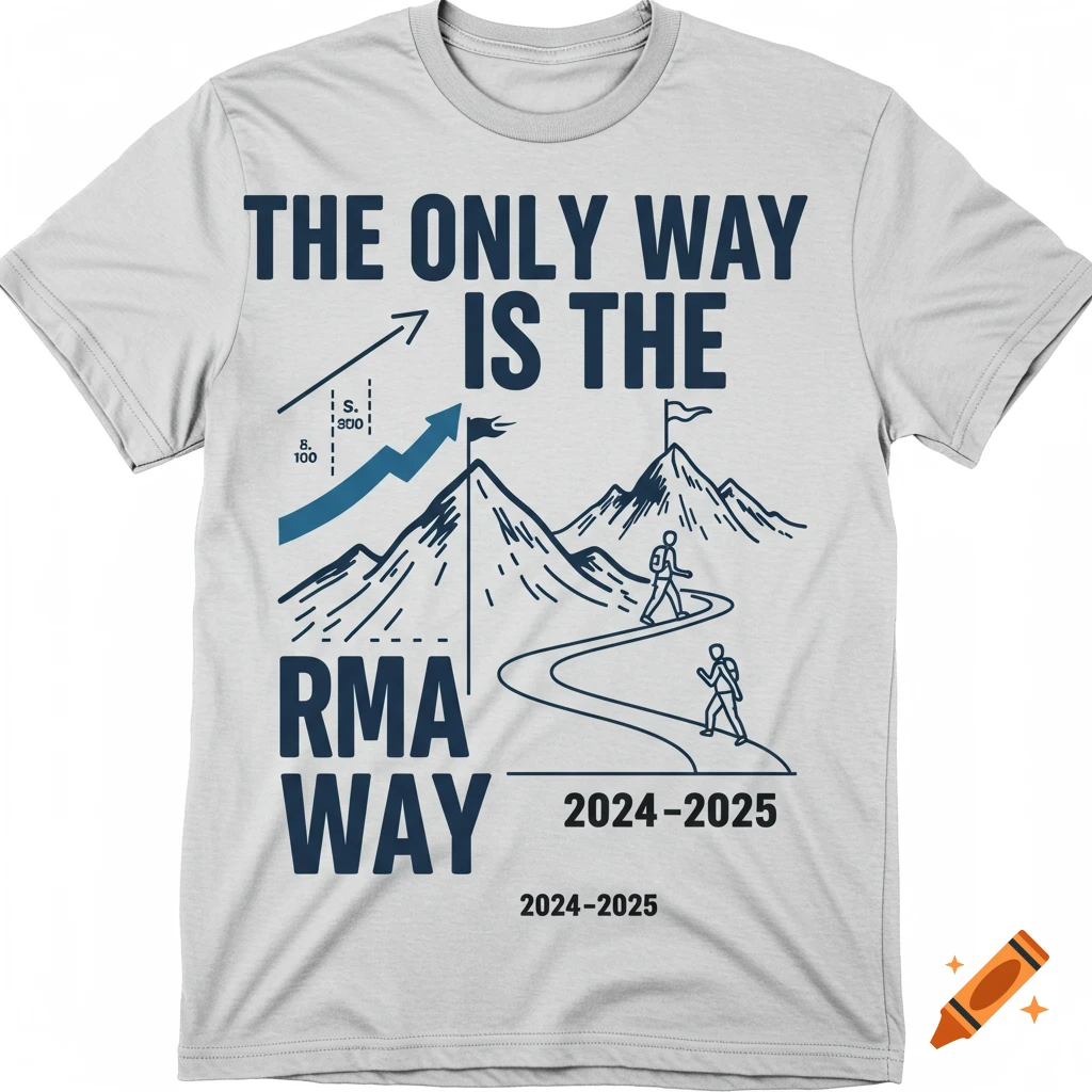 T-shirt design with "The only way is the RMA way" typography and ...