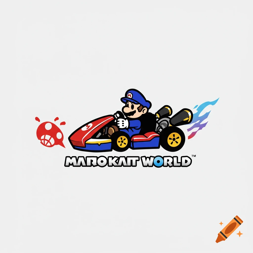 Mario Kart World game logo on Craiyon