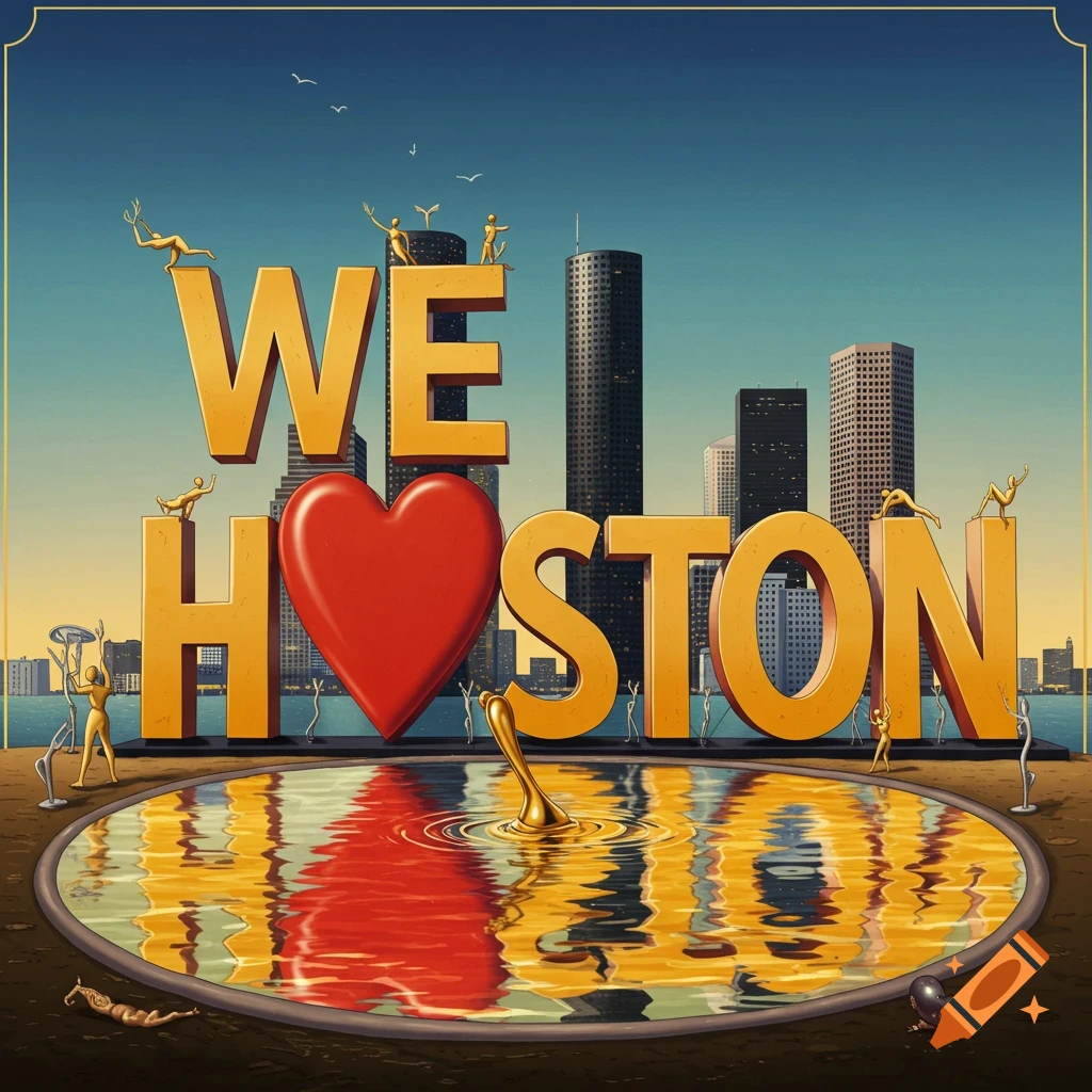 "We Love Houston" sign in Dali style on Craiyon