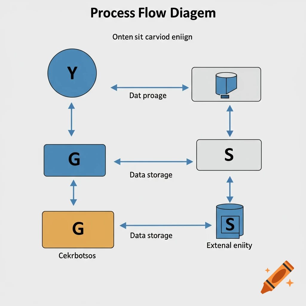 Diagram of circle, rectangle, rounded corners, arrow, square on Craiyon