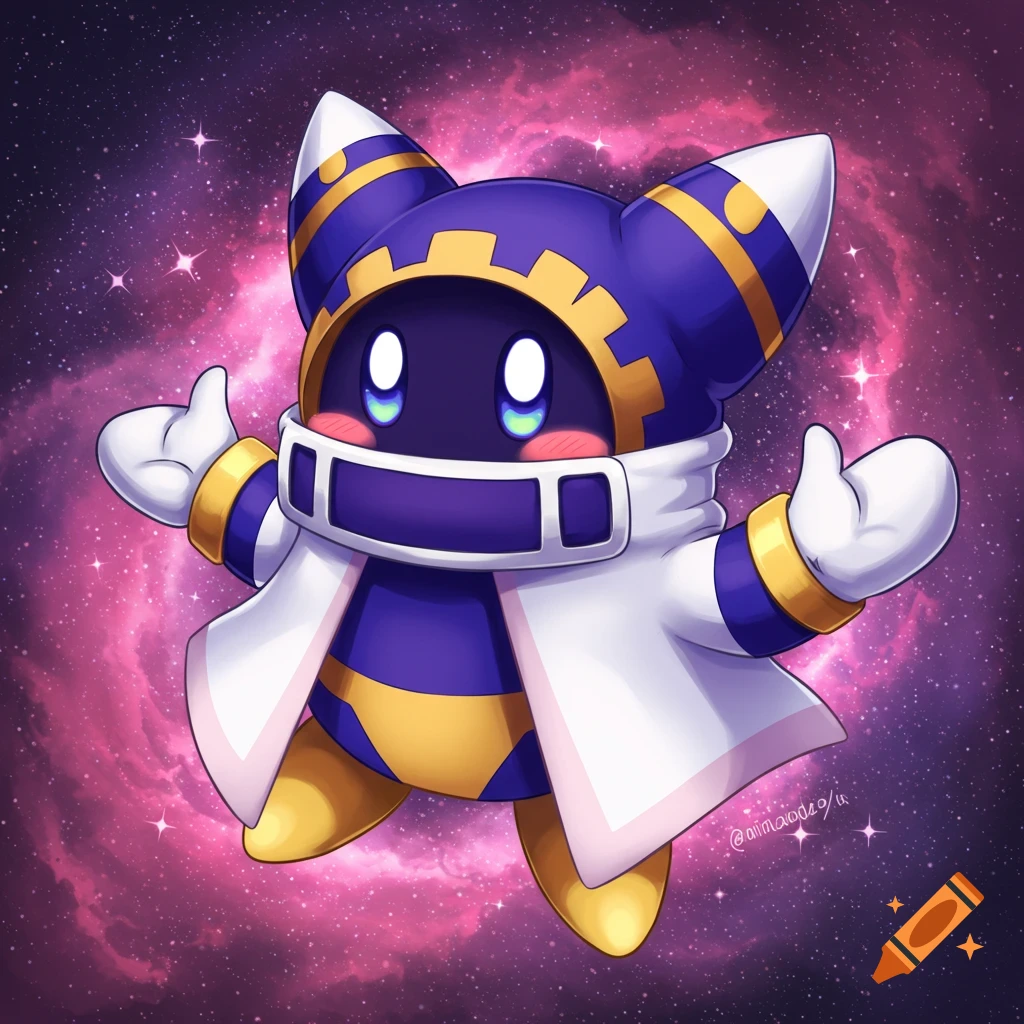 Cute cartoon character Magolor from Kirby floating in space, giving thumbs up. Digital art. on ...