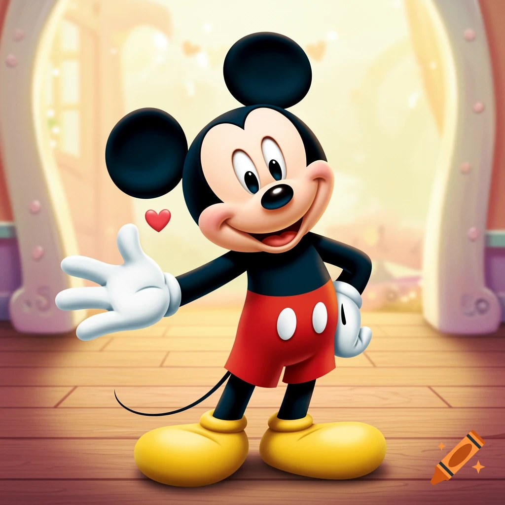 Mickey Mouse showing love hand sign on Craiyon