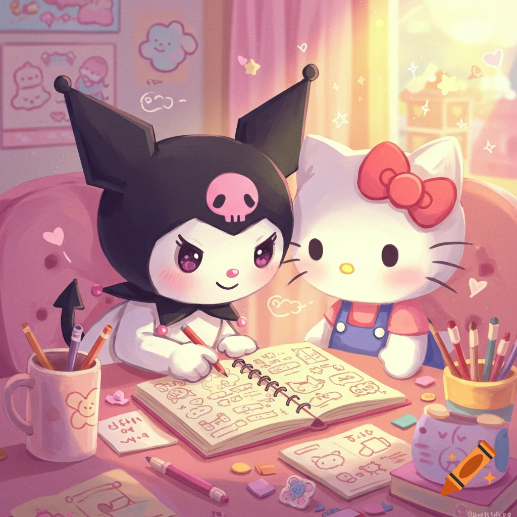 Cute art of Sweet Piano from Hello Kitty with a capybara on Craiyon