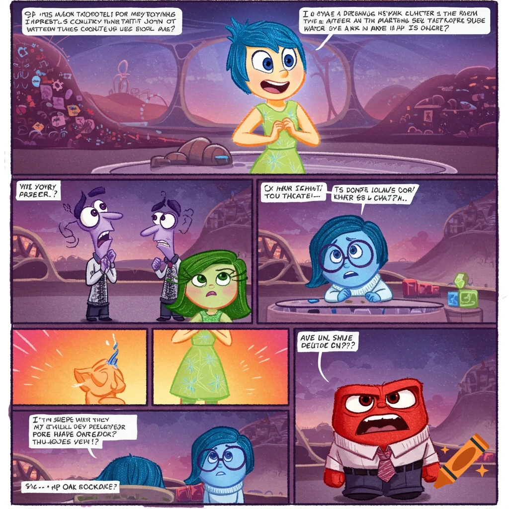 Minecraft comic strip summary on Craiyon