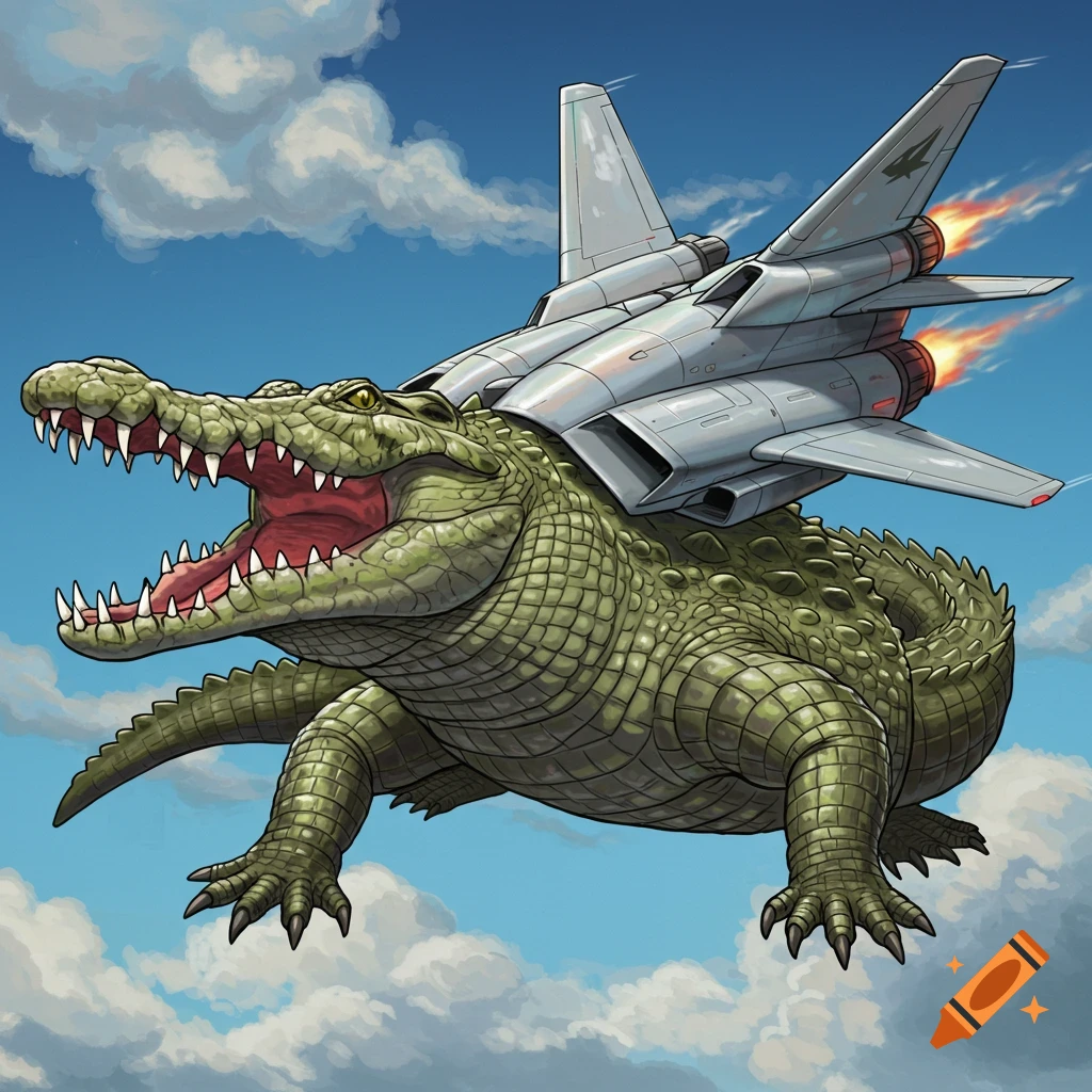 Fighter jet crocodile on Craiyon