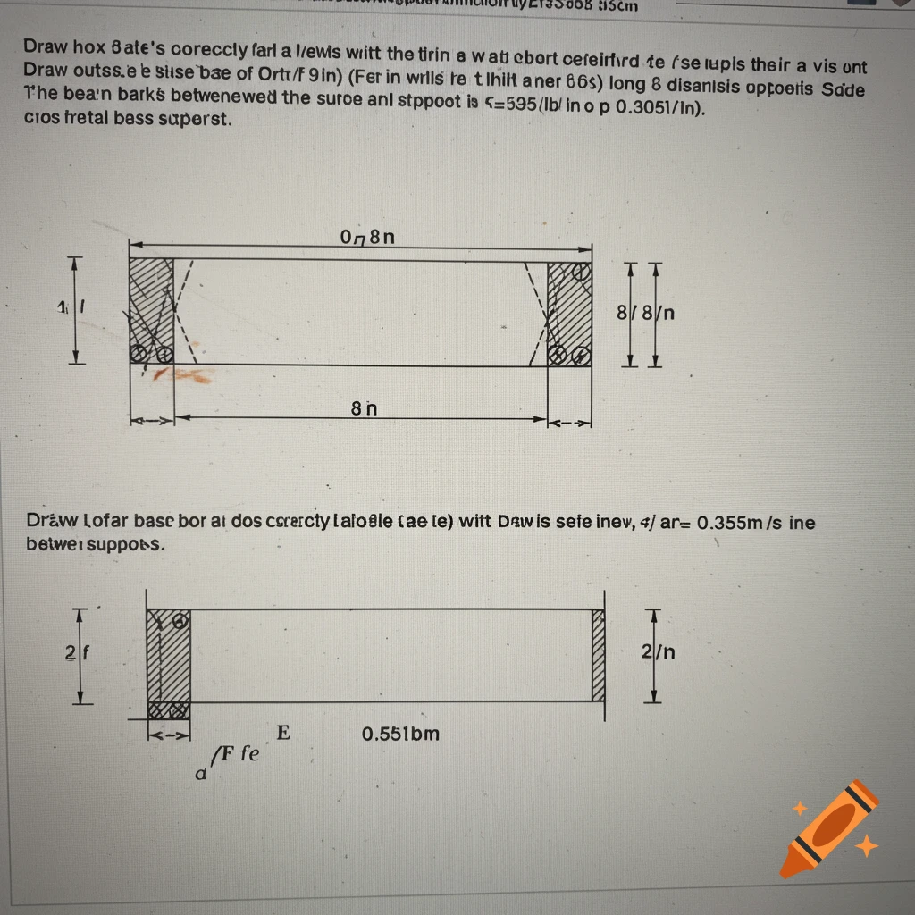 Labeled drawing of a hollow box beam with dimensions on Craiyon