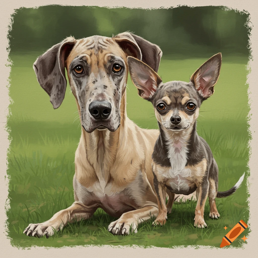 Mangy Great Dane Chihuahua hybrid dog on Craiyon