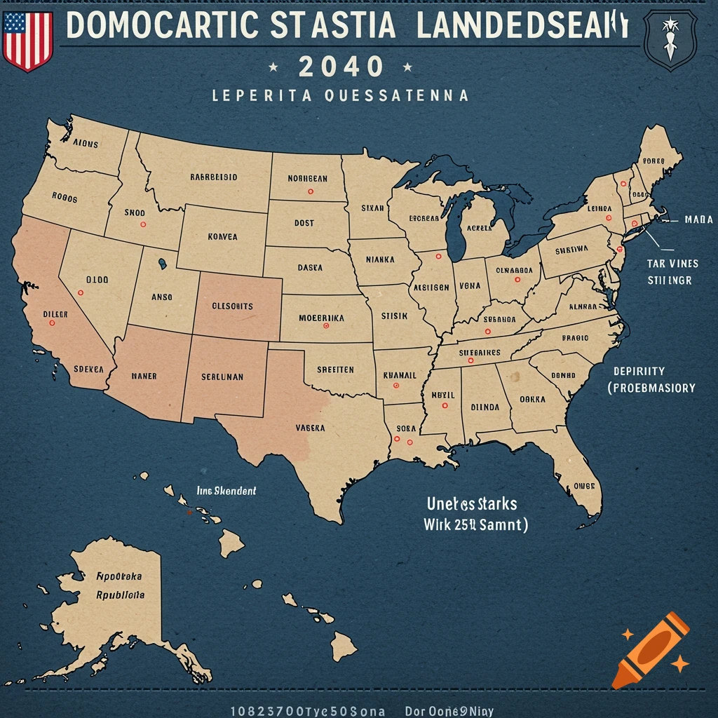 US election map 2040, Democratic landslide on Craiyon