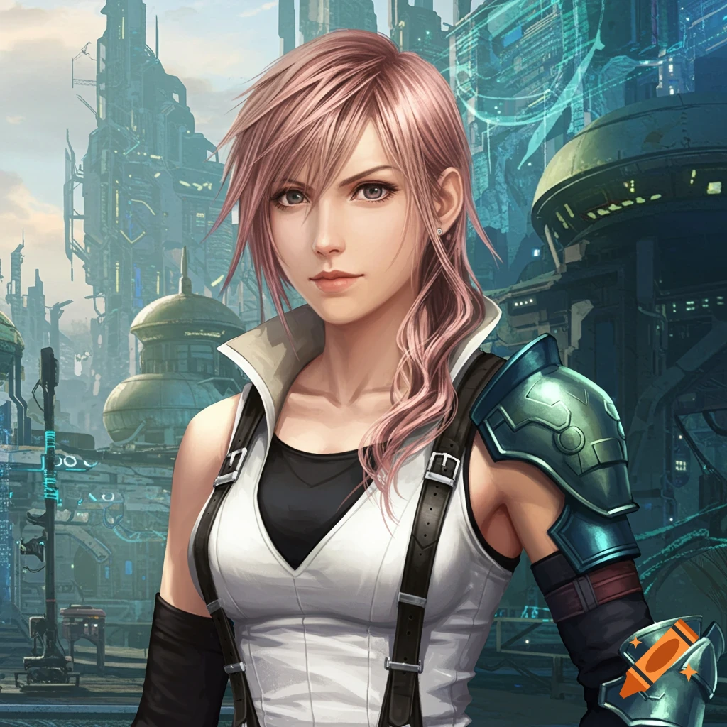 Tifa from FF7 wearing Lightning's clothes from FF13 on Craiyon