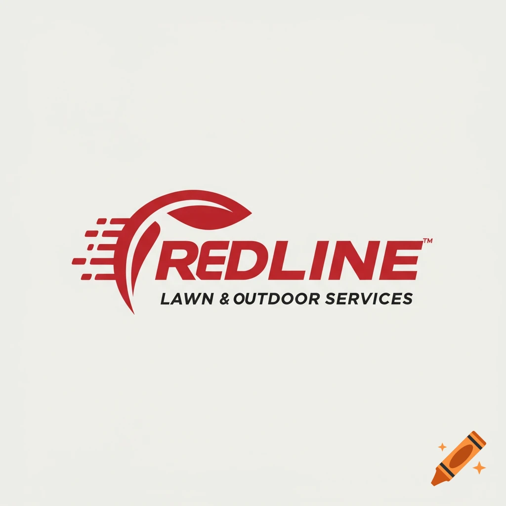 Red logo with the text 'REDLINE LAWN & OUTDOOR SERVICES' on Craiyon