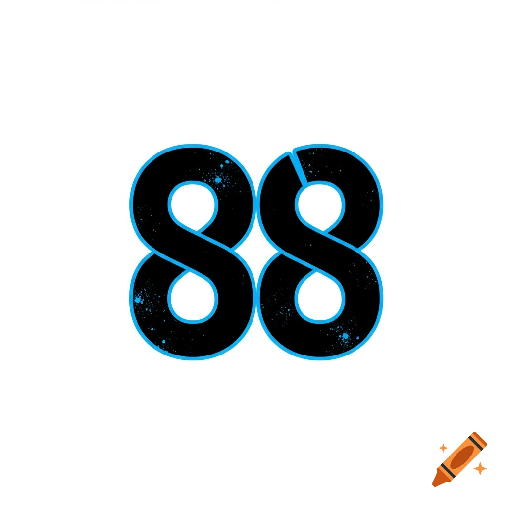 Logo with the number 88 in black and blue splatter effect on white. on ...