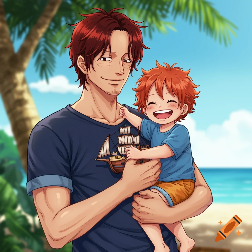 Portgas D. Ace as a father illustration on Craiyon