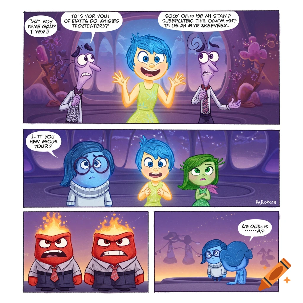 Sadness from Inside Out smoking a cigarette on Craiyon