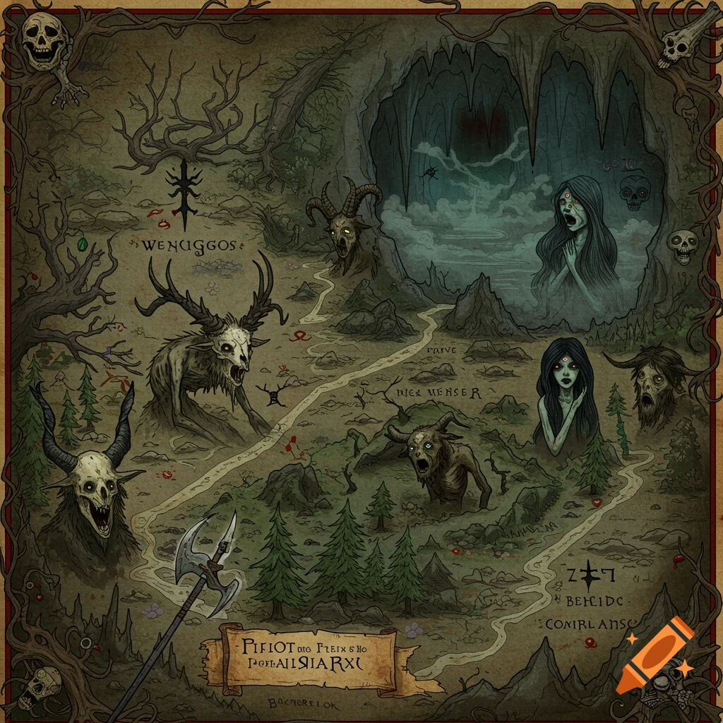 Treasure map with village 'Soba,' road, and dragon-marked treasure in ...