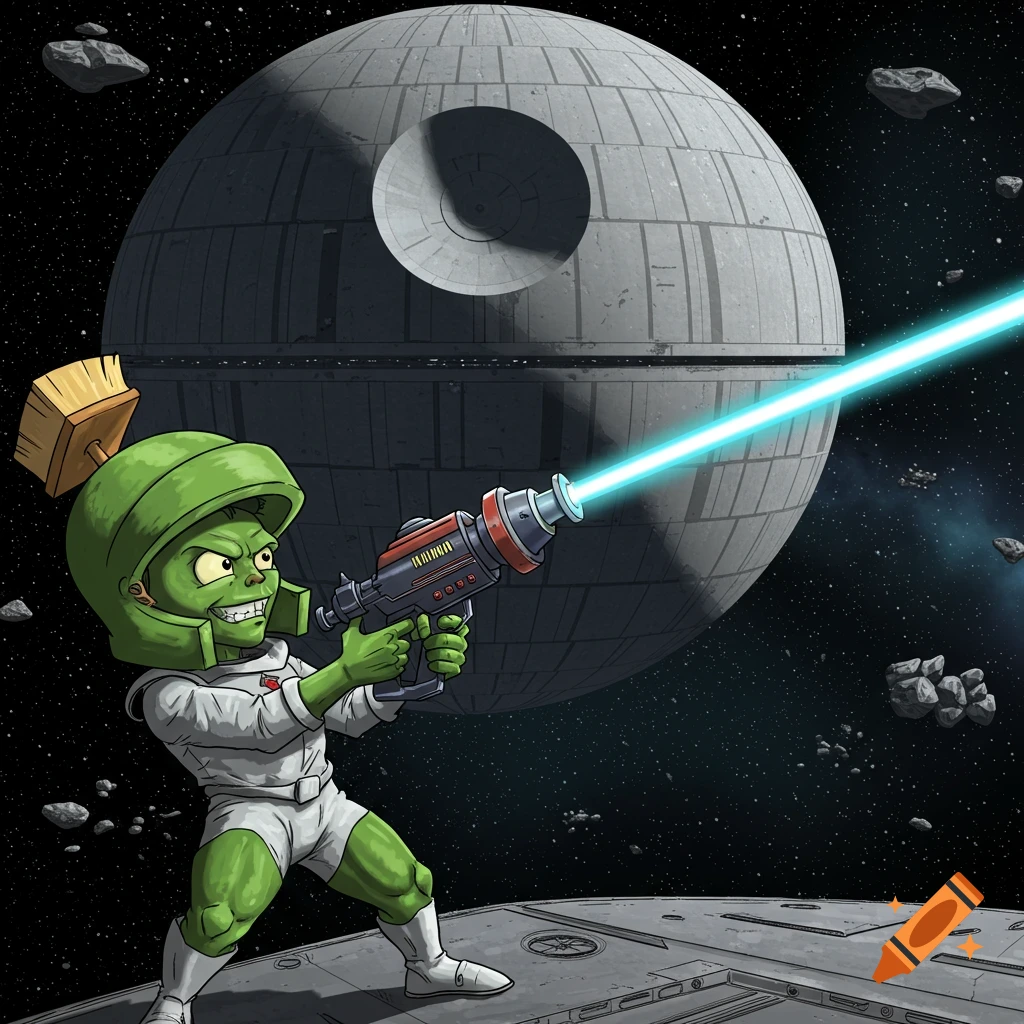 Marvin the Martian shooting the Death Star with an Illudium Q-36 Space ...