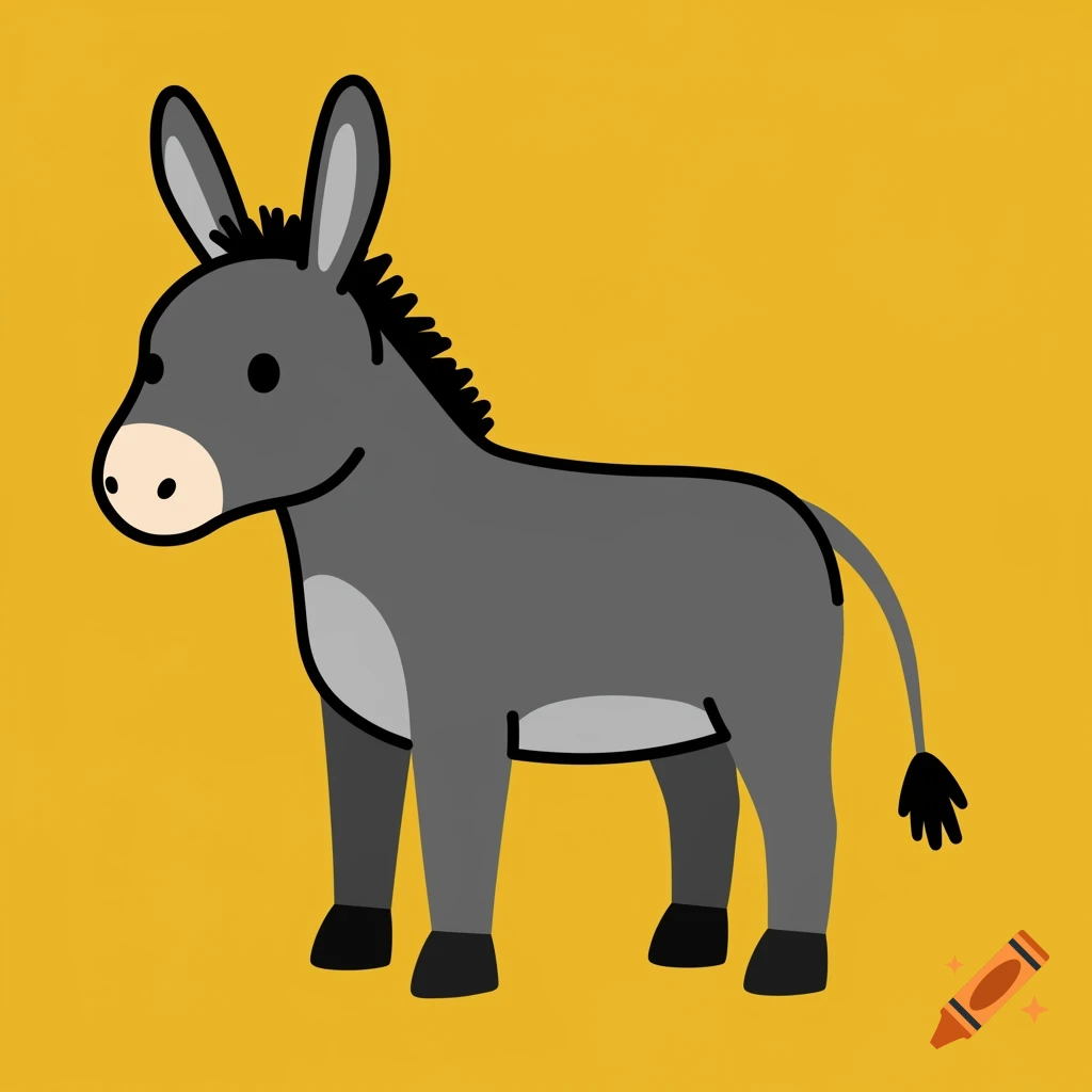 A simple cartoon donkey on Craiyon