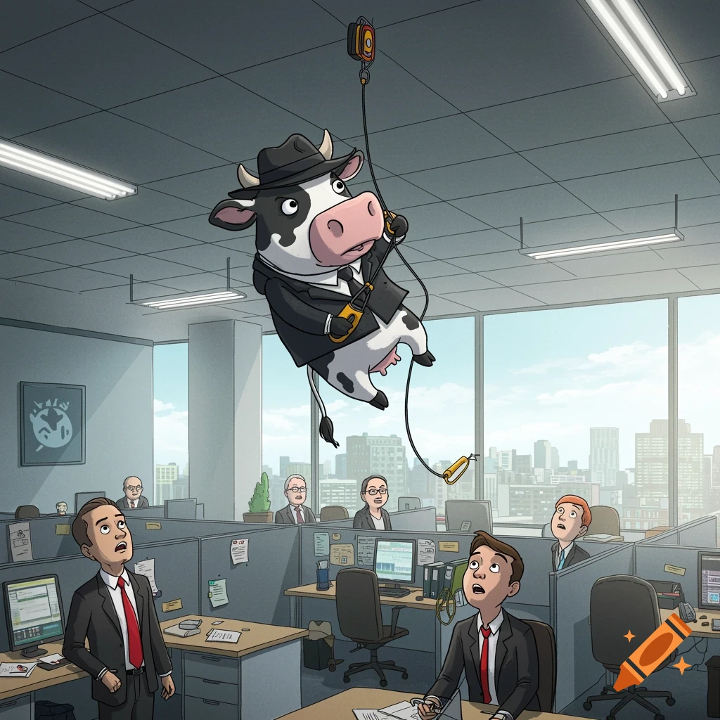 Cartoon bear office worker spills coffee on his laptop, scattering ...