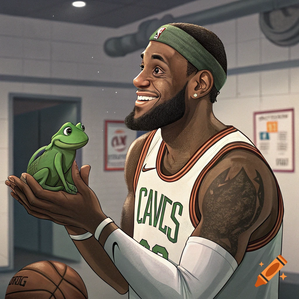 LeBron James kissing Shrek on Craiyon