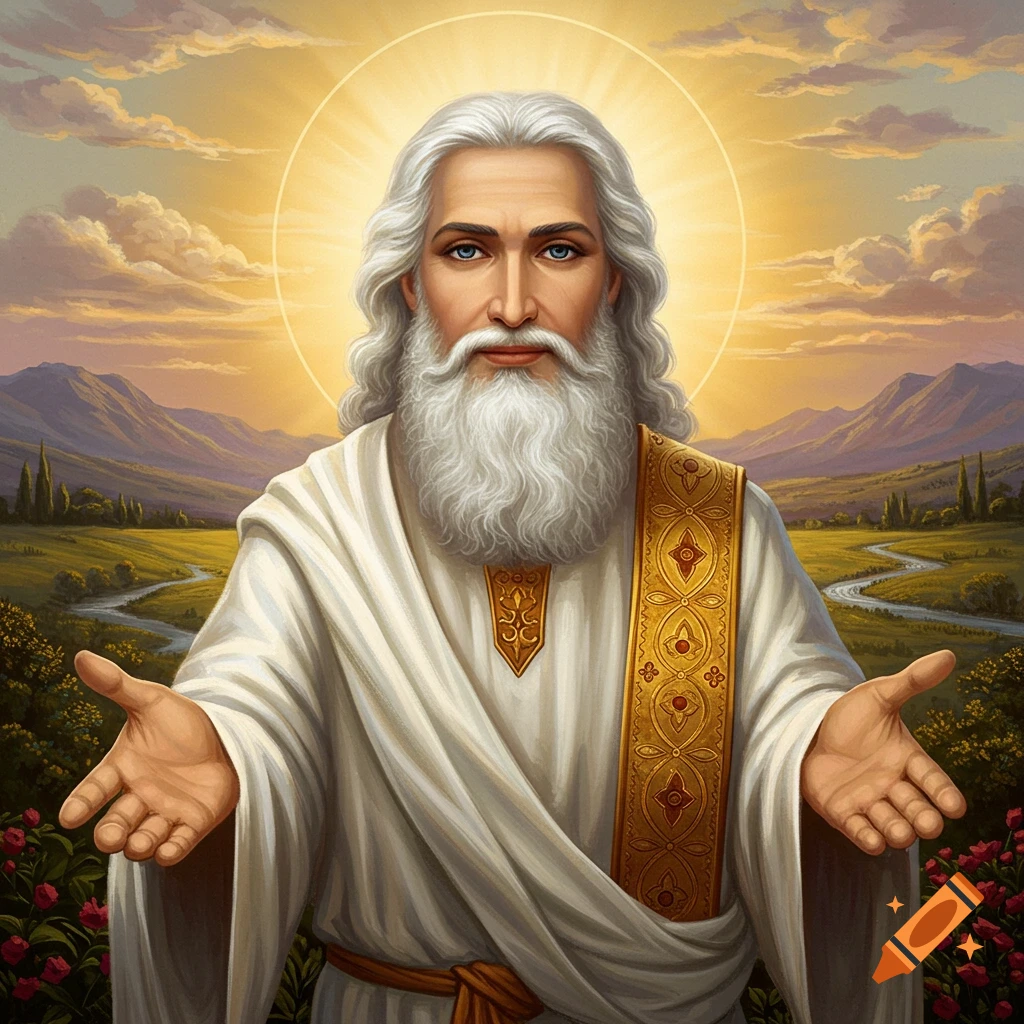 Black man crowning many black men in white robes on Craiyon