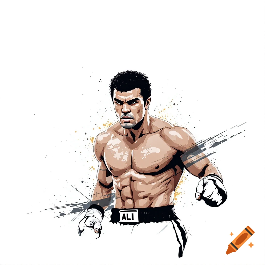Comic book style illustration of a boxer being hit in the face, with ...