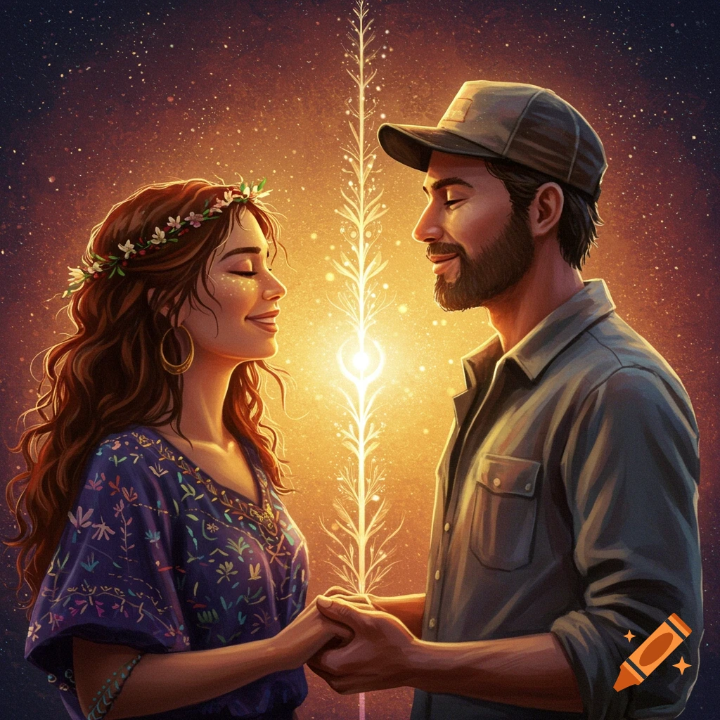 Couple radiating joy and inner peace, natural and spiritual on Craiyon