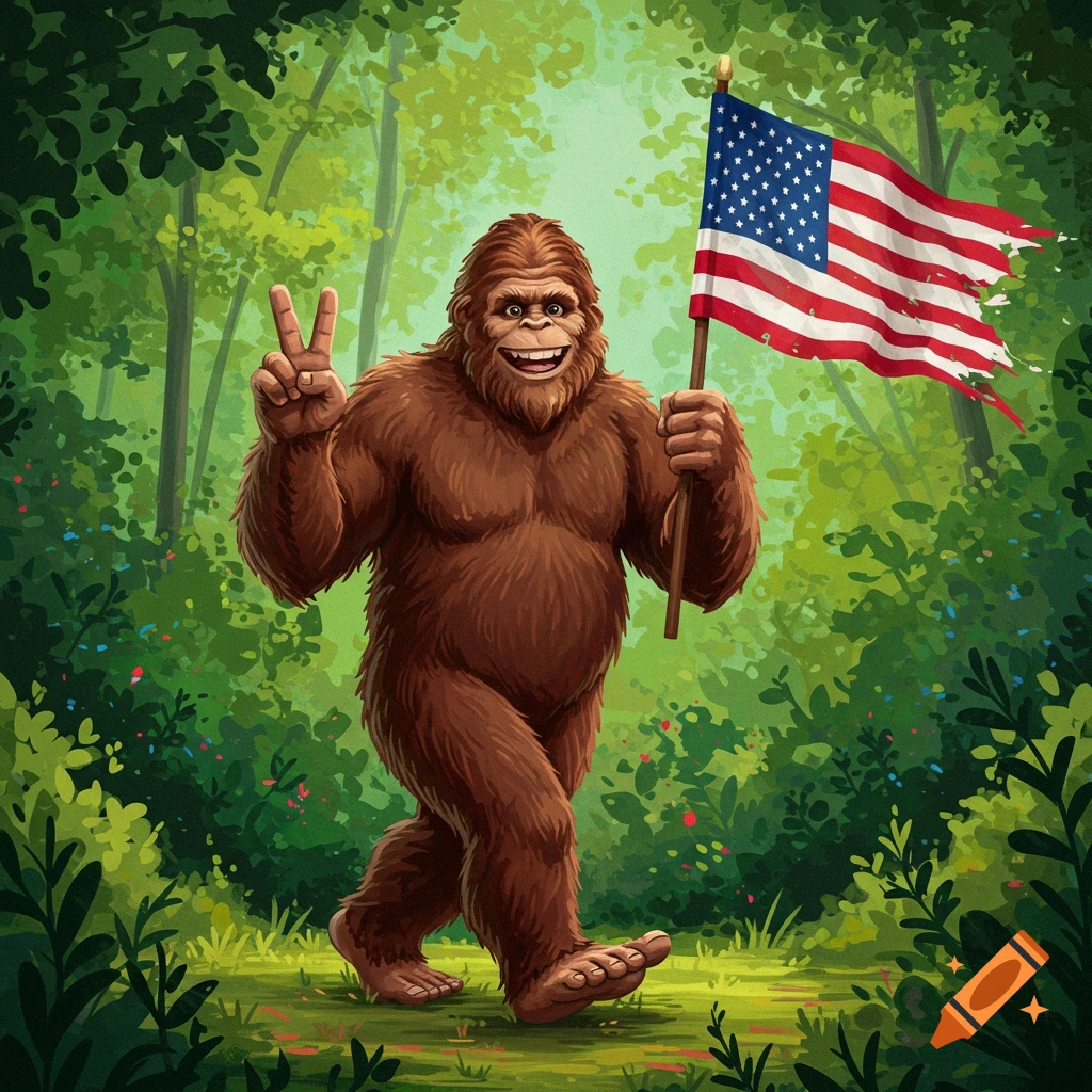 Monkey Waving American Flag