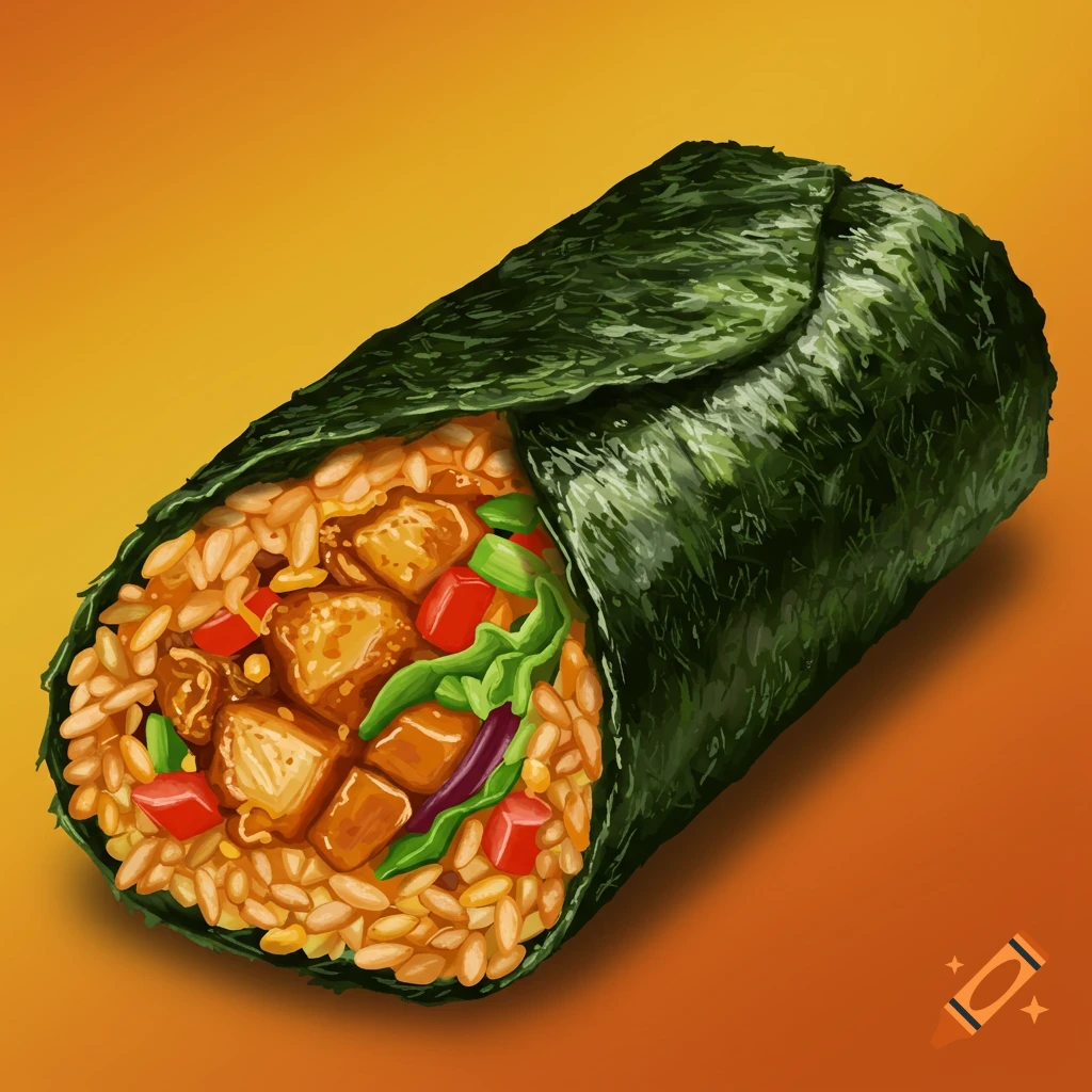 Mexican burrito with seaweed wrap on Craiyon