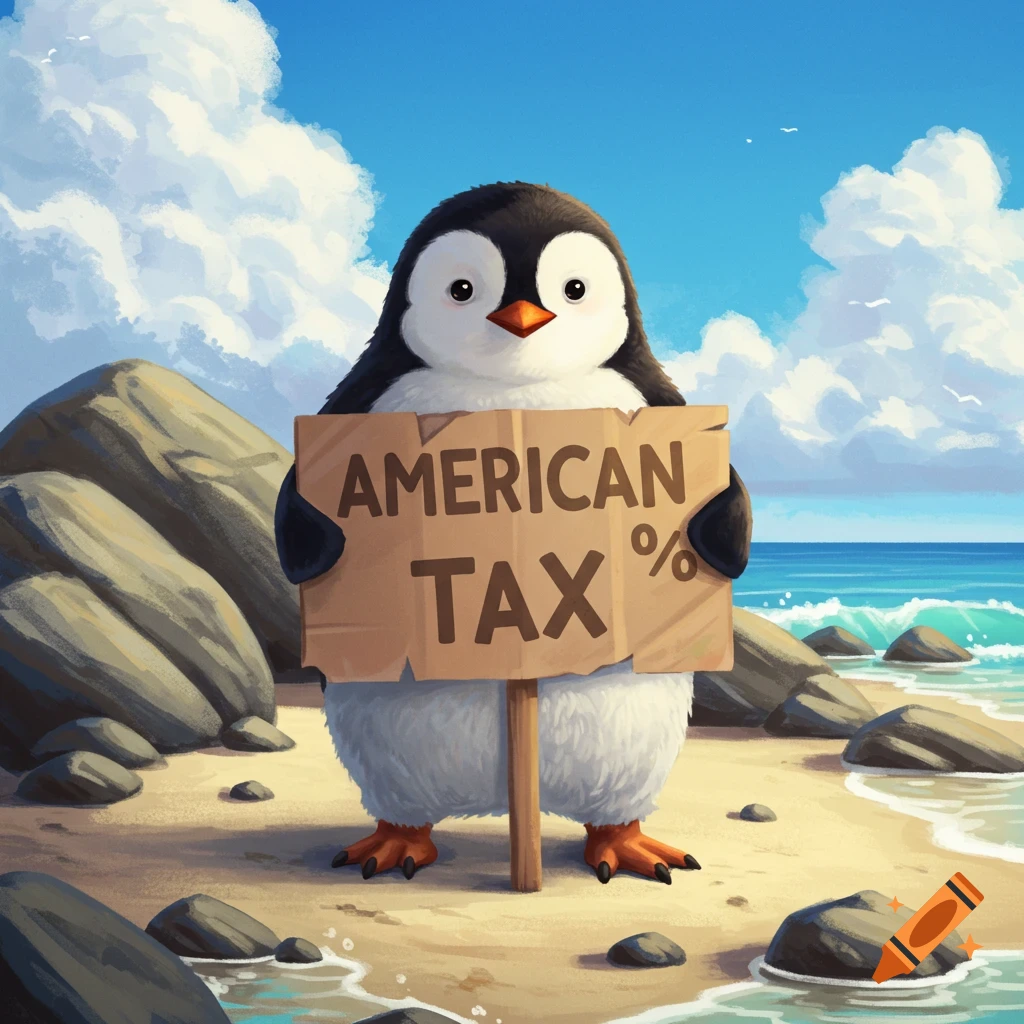 Penguin holding 10% tax sign on Craiyon
