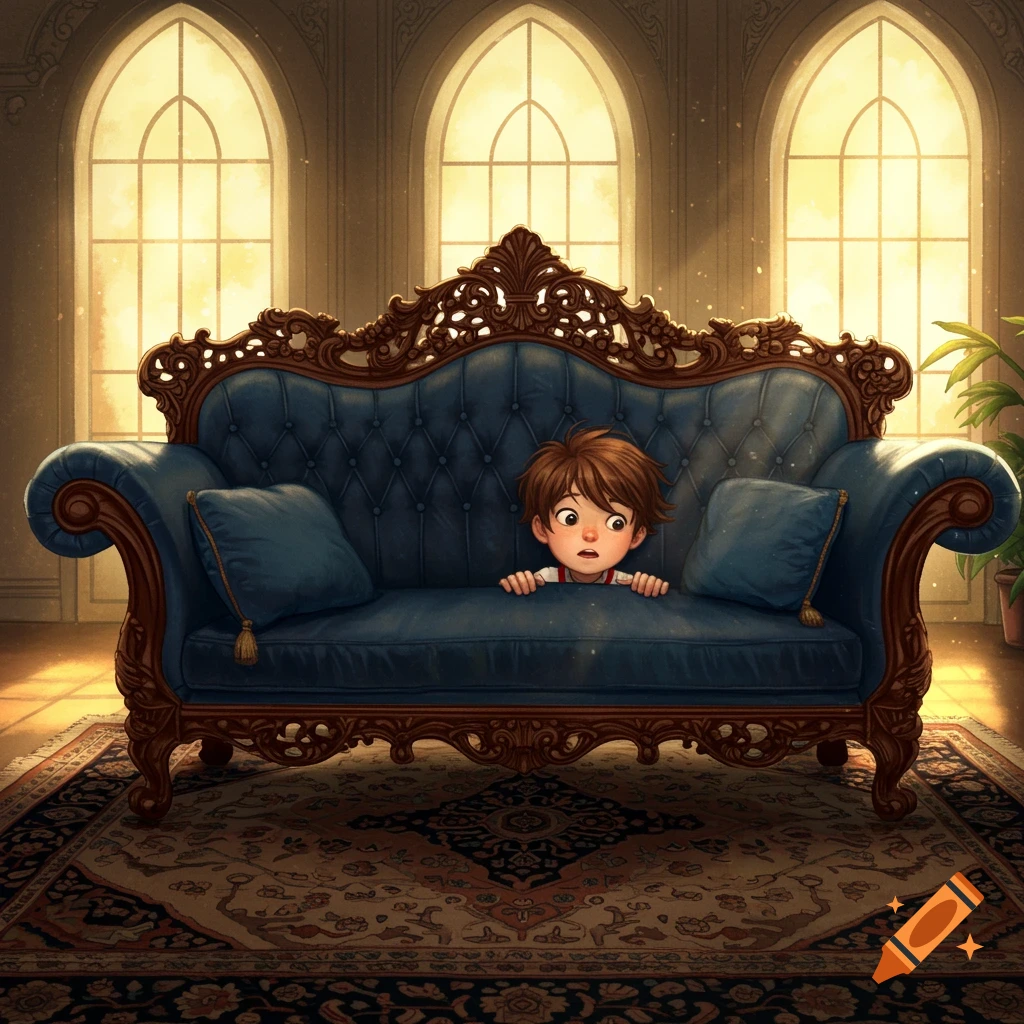 Boy hiding behind cover on Craiyon