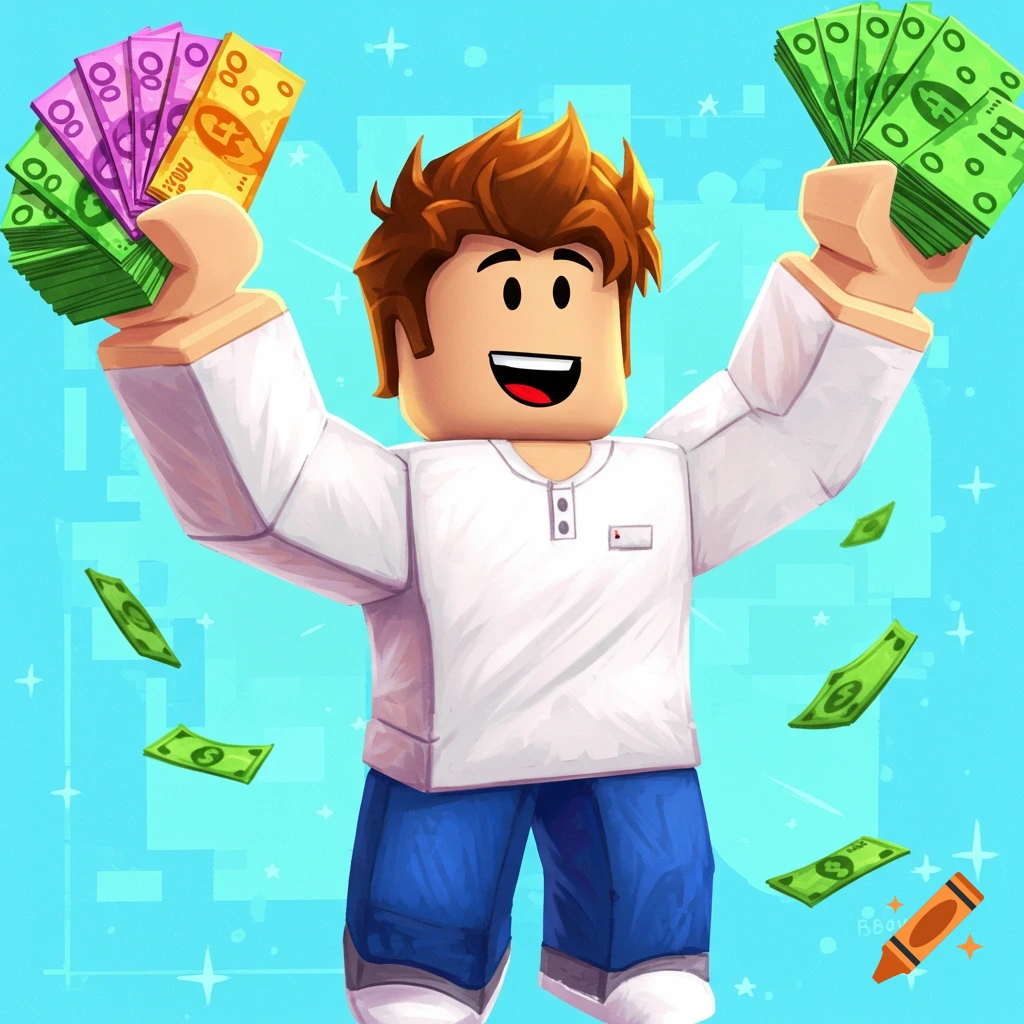 A Roblox character in a purple jacket stands in a city at night ...