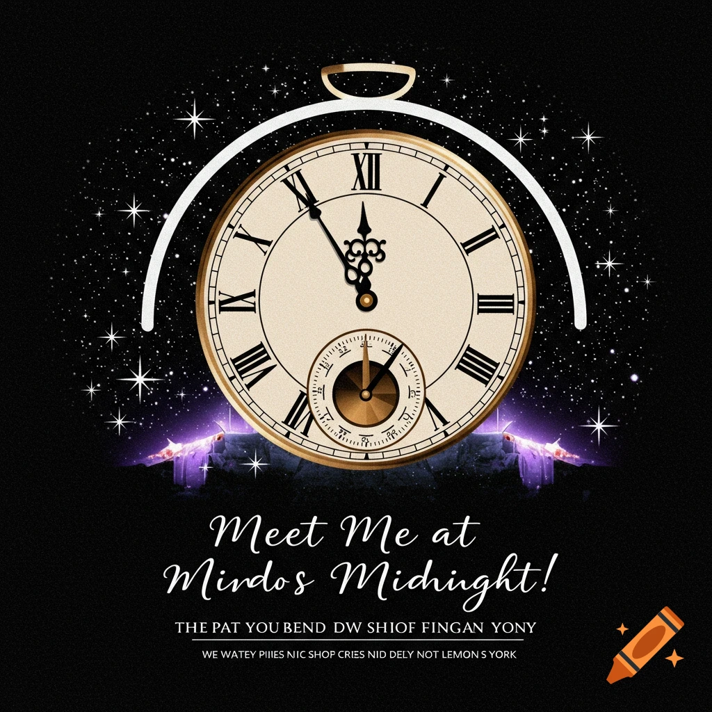 Prom 2024 graphic design with a clock set to midnight and the theme ...