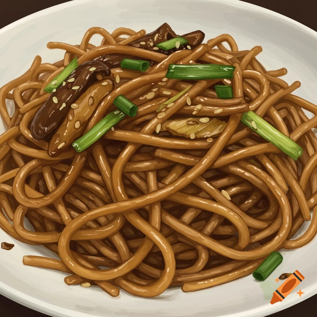 Soy sauce chow mein on Craiyon