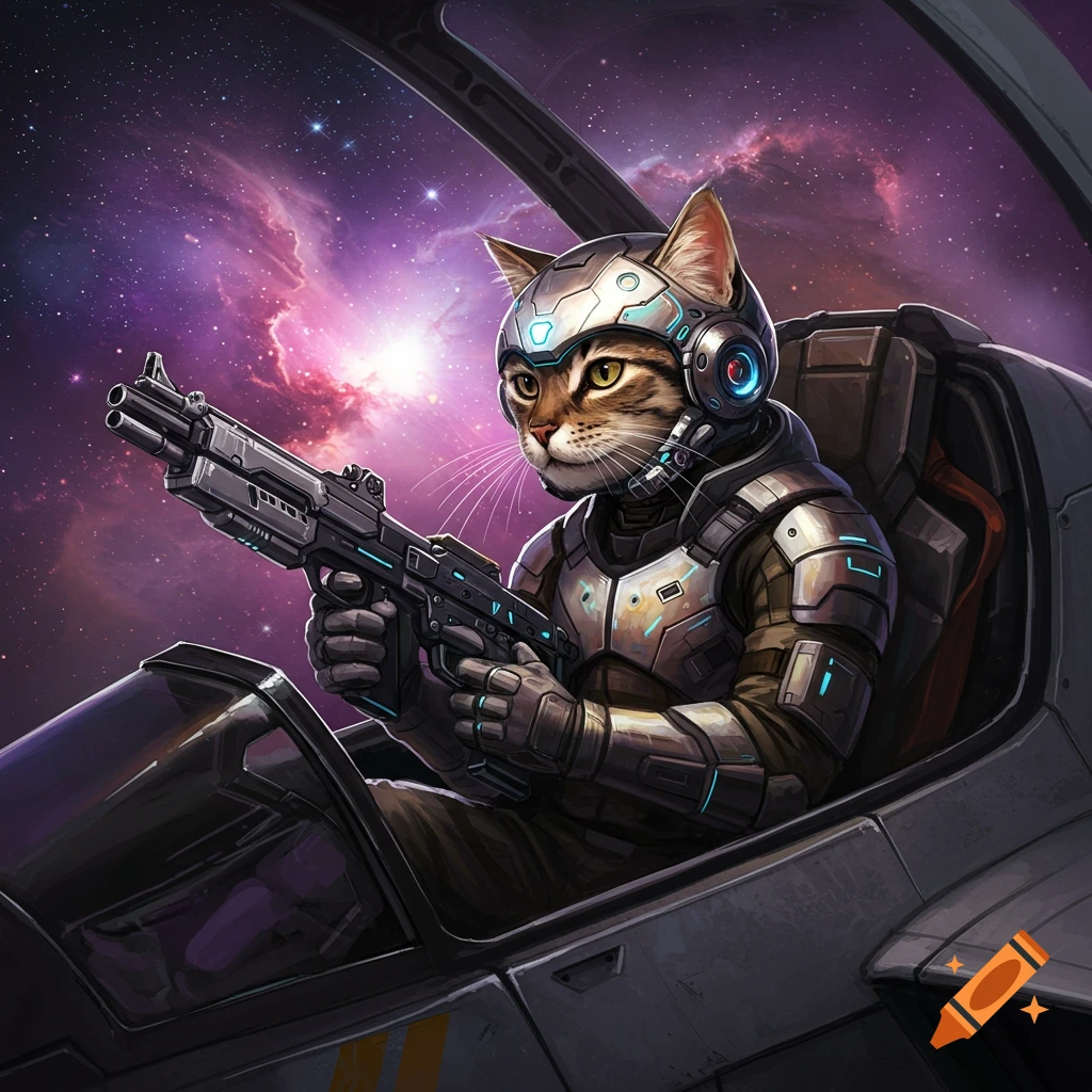 Character resembling Star Fox against a starry space background on Craiyon