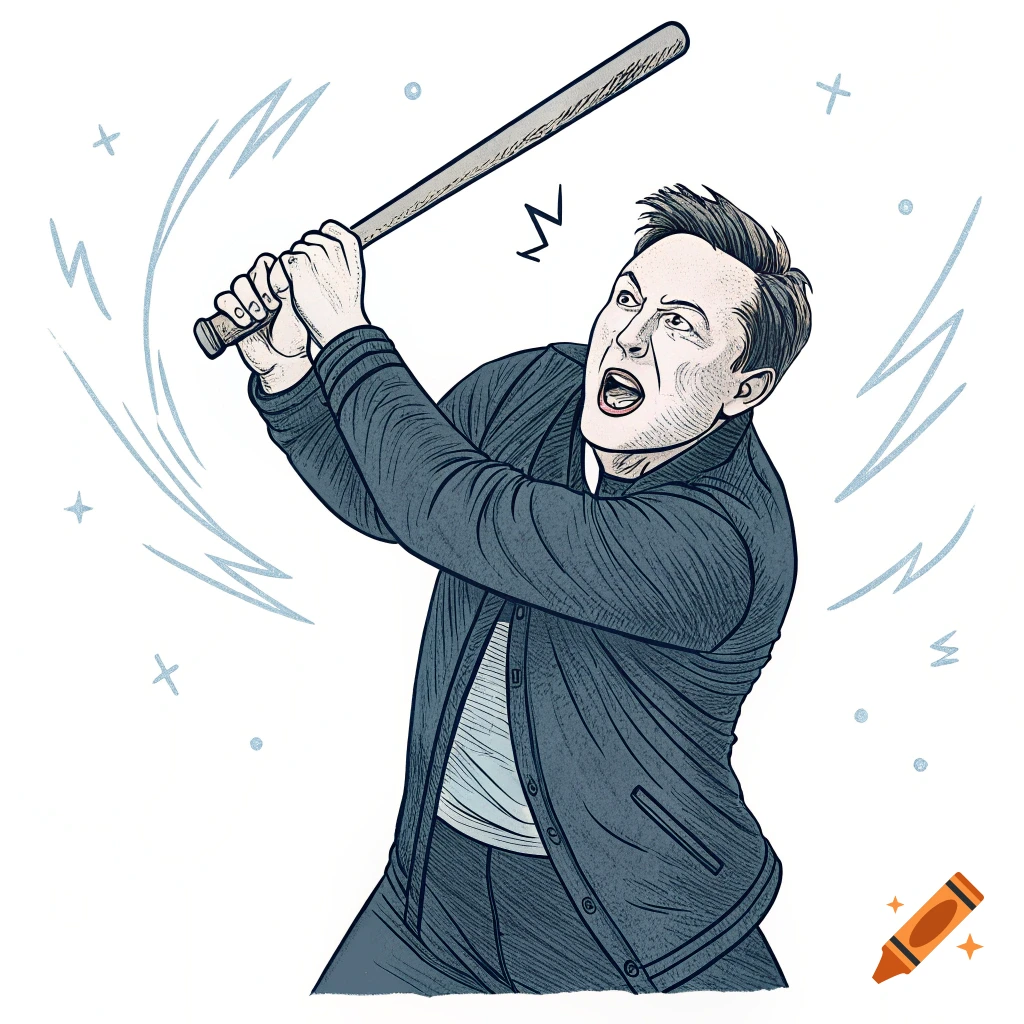 Elon Musk face cartoon created on Craiyon