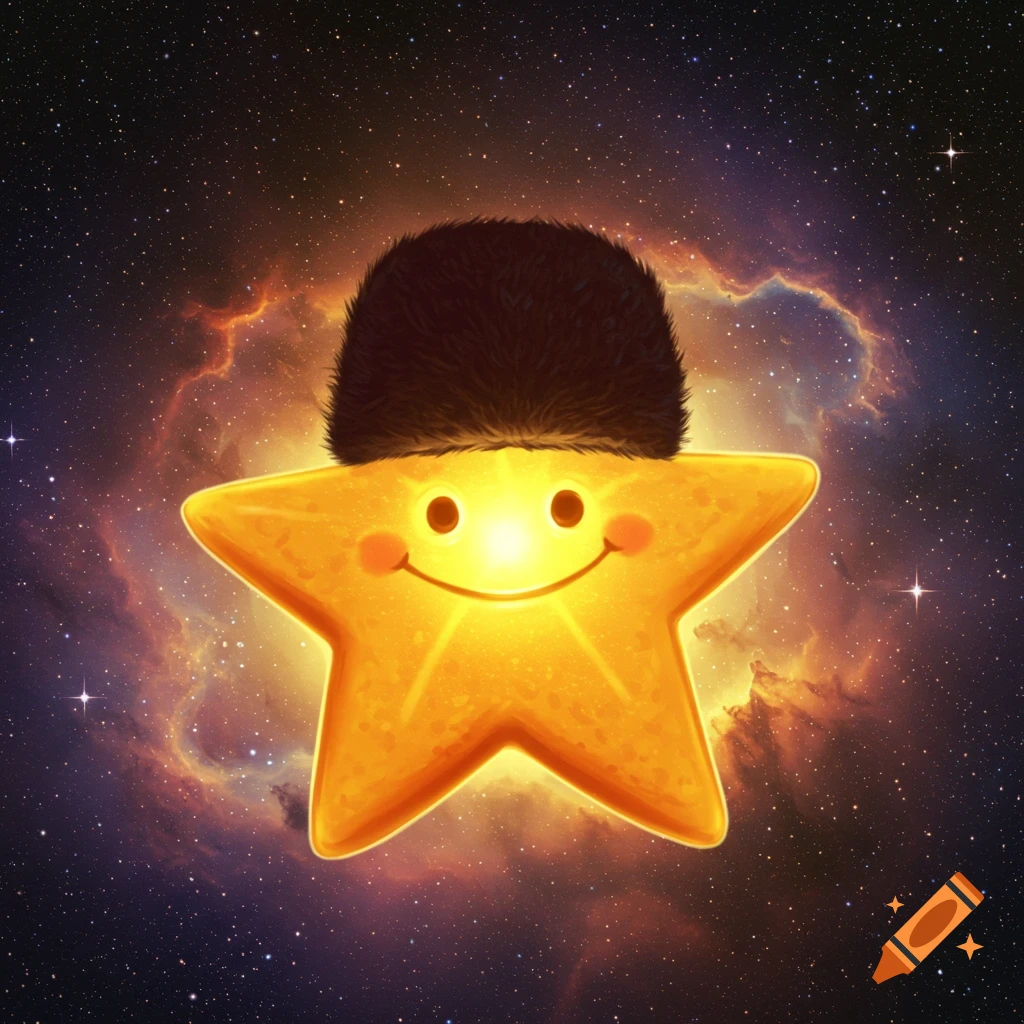 Star wearing a fur hat on Craiyon