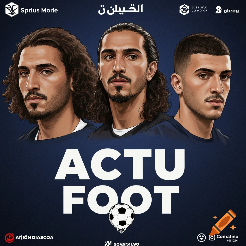 Promotional poster for 'Actu foot' show featuring three North African ...