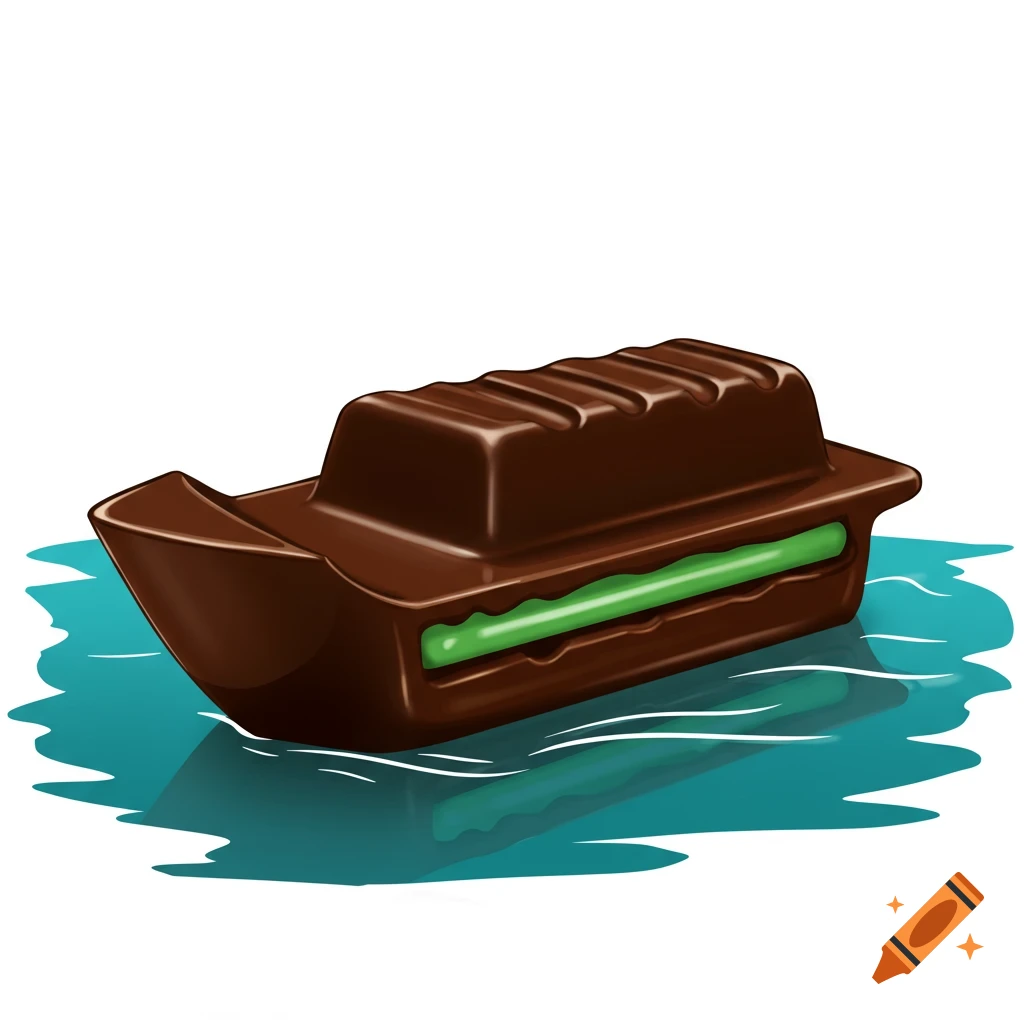 After Eight candy arranged as a boat on Craiyon