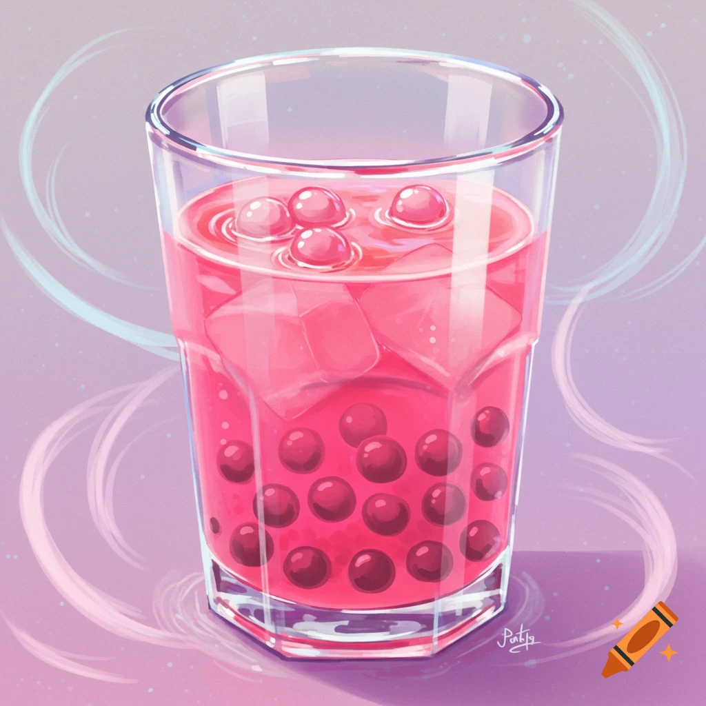 Illustrated pink lemonade pouring from a pitcher into a glass of blue ...