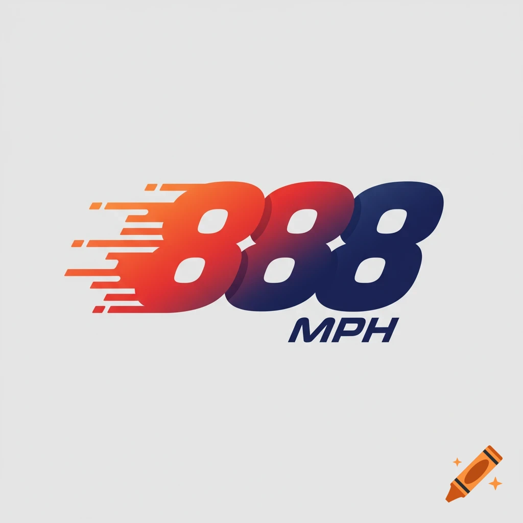 88 MPH company logo in reddish-orange and gray or navy blue on Craiyon