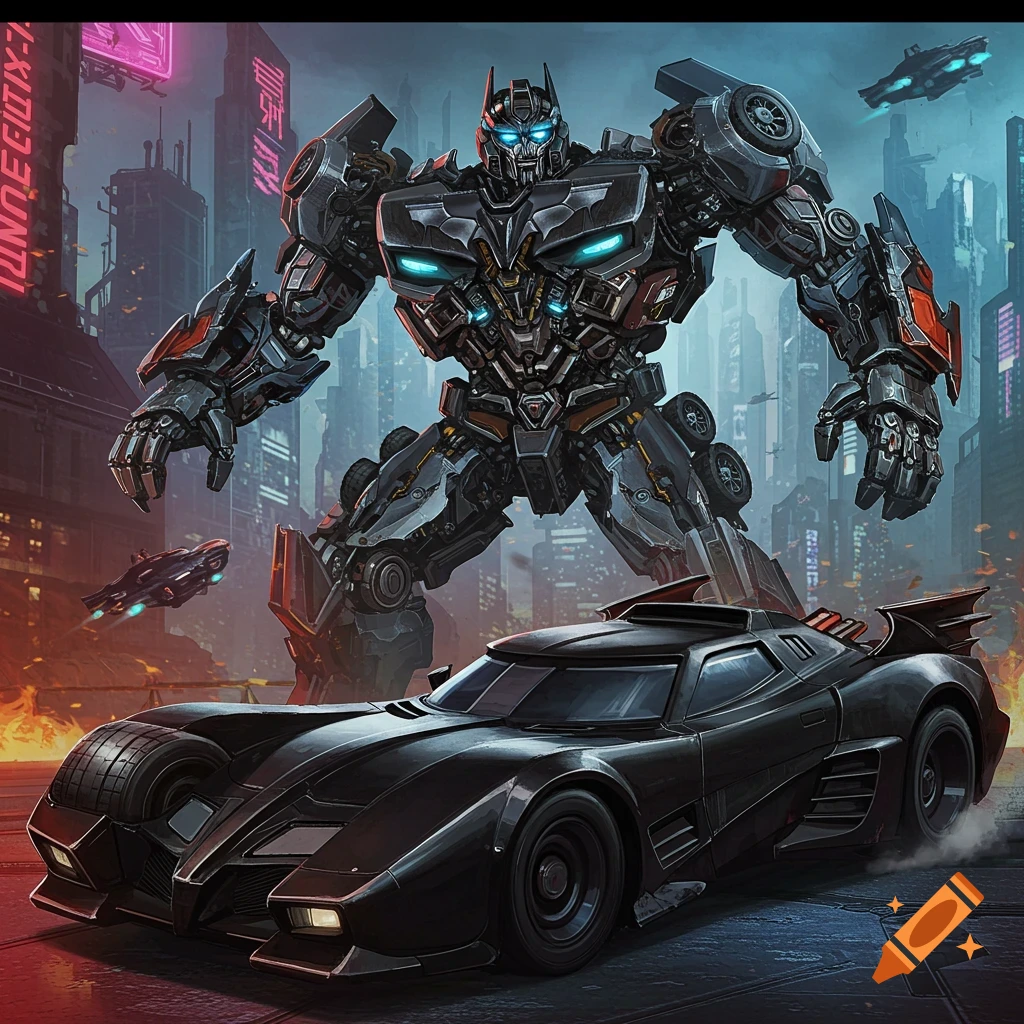 Futuristic yellow 2025 GR Corolla transforming into a Transformer robot ...