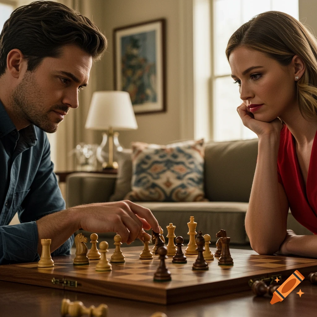 2 people playing chess on Craiyon