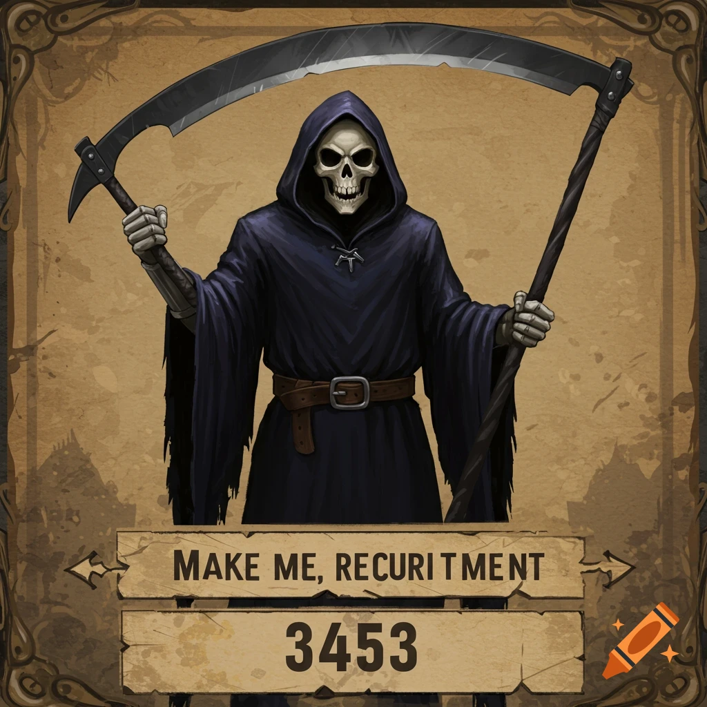 Grim reaper recruitment banner for Rise of Kingdoms, mimicking WWII ...