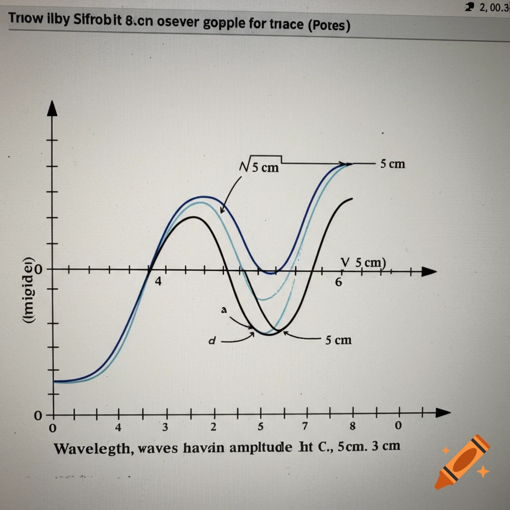 Wave graph with labeled wavelength and amplitude on Craiyon