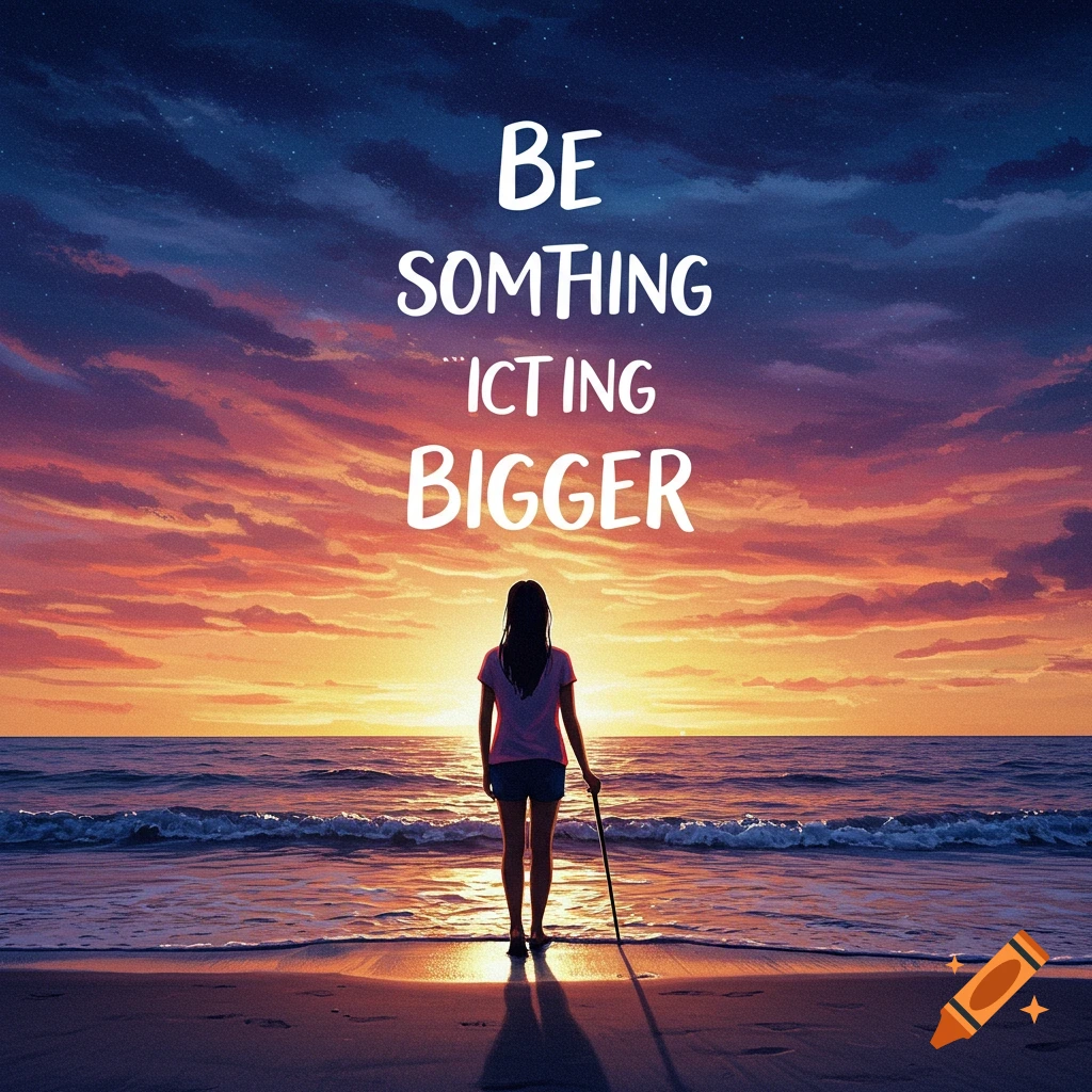 Inspirational poster with the line 'Be something bigger' on Craiyon
